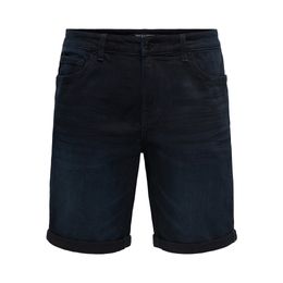 Only & Sons Shorts ONLY & SONS "ONSPLY BB 7103 PIM DNM SHORTS NOOS", Herren, Gr. L, N-Gr, blau schwarz denim, Denim/Jeans, Obermaterial: 99% Baumwolle, 1% Elasthan, used, regular fit ca. Mitte Oberschenkel, Hosen Shorts