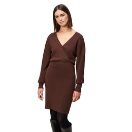 Strickkleid Zero "Damen mit Wickeloptik", Damen, Gr. 34, Normalgr&ouml;&szlig;en, chicory coffee, Strick, Obermaterial: 30% Polyester, 20% Polyamid, 50% Viskose. F&uuml;llung:, figurbetont kurz, V-Ausschnitt, eng B&uuml;ndchen krempelbar, Kleider Strickkleid, Wickeldesign