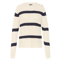 Strickfleece-Pullover oxmo "Strickpullover OXKanna", Damen, Gr. L, blau (night sky mix), Obermaterial: 60% Baumwolle CO. 40% Polyacryl PAN., Pullover