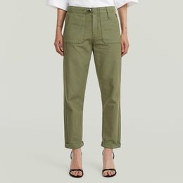 G-Star Raw Boyfriend-Hose G-STAR "Regular Track O5P Fatigue", Damen, Gr. 28, N-Gr, four leaf clover gd, Web, Obermaterial: 100% Baumwolle, unifarben, relaxed fit lang, Hosen, mit niedrigem Bund, Relaxed Fit