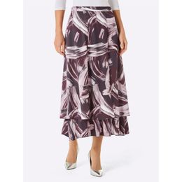 Bahnenrock CREATION L PREMIUM, Damen, Gr. 24, lila (traube, mauve, bedruckt), 70% Lyocell, 30% Viskose, bedruckt, gemustert, mehrfarbig, lang, R&ouml;cke