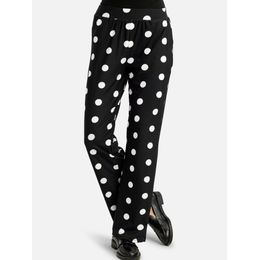Chinohose LIBERT&Eacute; ESSENTIEL "Libert&eacute; Essentiel Trouser ALMA", Damen, Gr. S/M, US-Gr&ouml;&szlig;en, schwarz-wei&szlig; (schwarz big dot), Obermaterial: 90% Polyester, 10% Elasthan, Hosen Chinohose