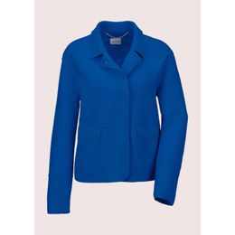 Madeleine Mode Kurzblazer MADELEINE "Kurzblazer Wollblazer mit Klappkragen und Pattentaschen", Damen, Gr. 34, blau (royalblau), Obermaterial: 100% Schurwolle WV., Modern, normal, Blazer Kurzblazer, Wollblazer in Leichtverarbeitung, gekochte Wolle