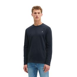 Marc O'Polo Langarmshirt MARC O'POLO "aus reiner Bio-Baumwolle", Herren, Gr. S, blau (schwarz navy), Obermaterial: 100% Baumwolle, unifarben, Basic, Basic, Rundhals, Shirts Langarmshirt