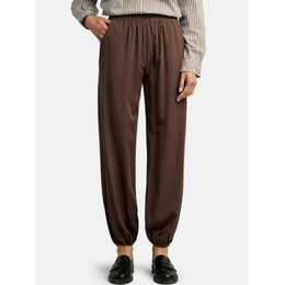 Chinohose LIBERT&Eacute; ESSENTIEL "Libert&eacute; Essentiel Trouser BALU", Damen, Gr. L, Normalgr&ouml;&szlig;en, braun, Obermaterial: 70% Viskose, 30% Lyocell, Hosen Chinohose