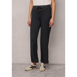 Damen Culotteschwarz, Gr. 36, STREET ONE STUDIO, unifarben, Stoff, 79% Polyester, 20% Viskose, 1% Elasthan, Hosen, Middle Waist