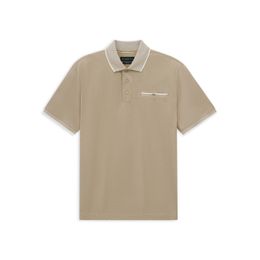 Poloshirt Bugatti, Herren, Gr. L, 40, beige, 50% Baumwolle, 50% Polyester, unifarben, normal, ohne Ausschnitt, Shirts, Modern Fit mit einer Brusttasche