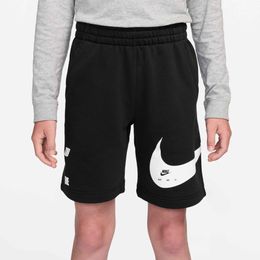 Trainingsshorts Nike Sportswear "K NSW CLUB FT SHORT BRAND NG", Jungen, Gr. S (128/134), N-Gr, schwarz, wei&szlig;, Obermaterial: 80% Baumwolle, 20% Polyester, Hosen, f&uuml;r Jugendliche und Kinder, sportlicher Stil