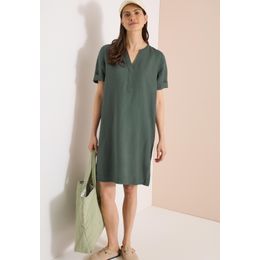 Midikleid Cecil, Damen, Gr. L (42), N-Gr, just khaki, Web, Obermaterial: 55% Leinen, 45% Viskose, unifarben, l&auml;ssig geschnitten kniefrei, Rundhals, abgesteppte Kante, Kleider Midikleid, Sommerkleid aus Leinenmix
