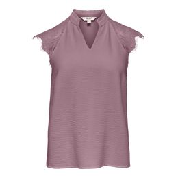 Shirttop Only "ONLPLOY METTE SL LACE V-NECK TOP WVN", Damen, Gr. L, elderberry, Web, Obermaterial: 100% Polyester, unifarben, regular fit normal, V-Ausschnitt, Tops Shirttop, Kunstfaser, regular fit, V-Ausschnitt