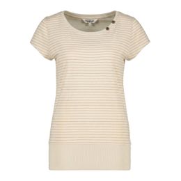 alife and kickin Rundhalsshirt ALIFE & KICKIN "Damen AdelineAK P Kurzarmshirt, Shirt", Damen, Gr. L, chalk, 60% Baumwolle, 40% Polyester, Shirts Rundhalsshirt, Kurzarm mit feinem Streifenmuster, Scoop-Neck und Rippbund