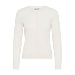 Strickjacke oxmo "Strickjacke OXSasja", Damen, Gr. XL, wei&szlig; (cloud dancer), Obermaterial: 70% Viskose CV. 30% Nylon NY., Strickjacken Strickjacke