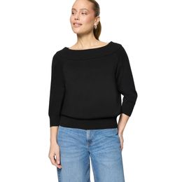 Strickpullover Zero "Damen mit Carmenausschnitt", Damen, Gr. 34, schwarz (schwarz beauty), Obermaterial: 40% Baumwolle, 60% Viskose, unifarben, figurbetont normal, Carmenausschnitt, eng B&uuml;ndchen, Pullover Strickpullover, Plain/ ohne Details