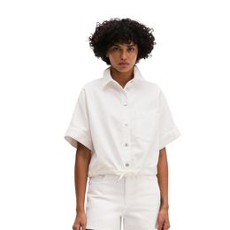 Marc O'Polo Kurzarmbluse MARC O'POLO "aus Organic-Cotton-Lyocell-Mix", Damen, Gr. L, wei&szlig;, Obermaterial: 50% Lyocell, 50% Baumwolle, unifarben, regular fit normal, normaler Saum, Blusen