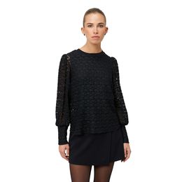 Spitzenbluse Zero "Damen mit Rundhalsausschnitt", Damen, Gr. 34, schwarz beauty, Spitze, Obermaterial: 35% Baumwolle, 10% Elasthan, 55% Polyamid. Besatz: 63% Polyacryl, 37% Polyamid. F&uuml;llung: . &Auml;rmelfutter: 63% Polyacryl, 37% Polyamid, durchscheinend, festlich, figurbetont normal, Rundhals, weit B&uuml;ndchen krempelbar, Blusen Spitzenbluse