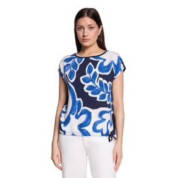 BETTY & CO Kurzarmshirt BETTY & CO "Damen mit Print", Damen, Gr. L, wei&szlig;, dunkelblau, Obermaterial: 100% Baumwolle, loose fit normal, Rundhals, Shirts