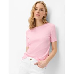 Kurzarmshirt Brax "Style CARINA S", Damen, Gr. 38, rosa (pink), 95% Baumwolle, 5% Elasthan, Rundhals, Shirts