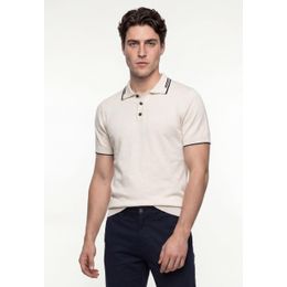 Poloshirt FELIX HARDY "Strick-Polo Shirt Kurzarm", Herren, Gr. L, ecru, 100% Baumwolle, Shirts