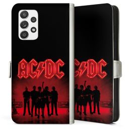 DeinDesign Galaxy A52s 5G Handy Klapph&uuml;lle Handyh&uuml;lle aus Kunst Leder wei&szlig; Flip Case Band Acdc Official Licensed Product Sideflip mit Lasche