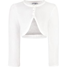 Strickjacke happy girls "cardigan", M&auml;dchen, Gr. 116, wei&szlig;, Feinstrick, Obermaterial: 100% Baumwolle, unifarben, figurbetont kurz, Rundhals, Strickjacken Strickjacke