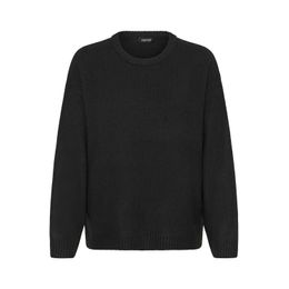 Rundhalspullover oxmo "Rundhalspullover OXComos", Damen, Gr. XXL, schwarz, Obermaterial: 93% Polyester PES. 5% Wolle mw. 2% Elasthan EL., Sweatshirts Rundhalspullover