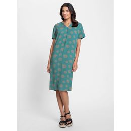 Sommerkleid Inspirationen "Druck-Kleid", Damen, Gr. 18, Kurzgr&ouml;&szlig;en, blau (ozean, sesam, bedruckt), 100% Viskose, gemustert, mehrfarbig, knielang, Rundhals, Kleider Sommerkleid