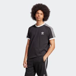 T-Shirt adidas originals "3-STRIPES TEE", Herren, Gr. S, schwarz, Obermaterial: 100% Baumwolle, bestickt, normal, Rundhals, Shirts T-Shirt, schmale Passform, Kurzarm, mit kontrastierendem Saum, aus Baumwolle