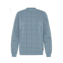 Longpullover oxmo "Sweater OXKaren", Damen, Gr. XS, blau (blaustone), Obermaterial: 80% Polyester PES. 20% Baumwolle CO., Pullover Longpullover