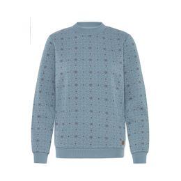 Longpullover oxmo "Sweater OXKaren", Damen, Gr. L, blau (blaustone), Obermaterial: 80% Polyester PES. 20% Baumwolle CO., Pullover Longpullover