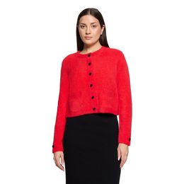 Strickjacke Betty Barclay "Damen mit aufgesetzten Taschen", Damen, Gr. 40, high risk rot, Strick, Obermaterial: 55% Polyester, 45% Polyamid, gerade normal, Rundhals, Strickjacken Strickjacke