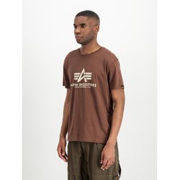 T-Shirt Alpha Industries "Basic T-Shirt", Herren, Gr. L, powder braun, Single Jersey, Obermaterial: 100% Baumwolle, bedruckt, regular fit normal, Rundhals, normaler Saum, Shirts T-Shirt, Baumwolle, regular fit