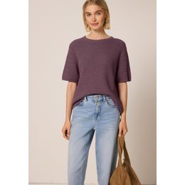 Rundhalspullover STREET ONE STUDIO, Damen, Gr. 34, hazy rose, Web, 100% Baumwolle, unifarben, normal normal, Rundhals, Rippb&uuml;ndchen, Pullover Rundhalspullover, aus reiner Baumwolle