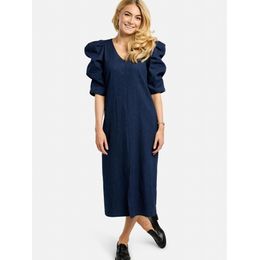 Jerseykleid LIBERT&Eacute; ESSENTIEL "Libert&eacute; Essentiel Dress WINNIE", Damen, Gr. L, Normalgr&ouml;&szlig;en, blau denim, Obermaterial: 65% Baumwolle, 33% Polyester, 2% Elasthan, Kleider Jerseykleid