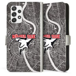 DeinDesign Galaxy A52s 5G Handy Klapph&uuml;lle Handyh&uuml;lle aus Kunst Leder wei&szlig; Flip Case K&ouml;lner Haie Ice Hockey Official Licensed Product Sideflip mit Lasche