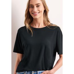 Kurzarmshirt Street One, Damen, Gr. 42, deep bound gr&uuml;n, Jersey, Obermaterial: 95% Viskose, 5% Elasthan, unifarben, regular fit h&uuml;ftbedeckend, Rundhals, abgesteppte Kante, Shirts, Sommershirt in Unifarbe