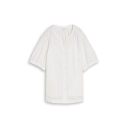 Tom Tailor Damen Plus Size - Bluse aus Baumwolle, wei&szlig;, Uni, Gr. 46