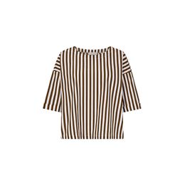 Blusentop RICHROYAL, Damen, Gr. 42, coconut bark, Web, Obermaterial: 100% Baumwolle, gestreift, regular fit taillenbedeckt, Rundhals, eingesetzt abgesteppte Kante, Blusen Blusentop, Regular fit mit Streifenmuster