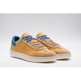 Sneaker Replay, Herren, Gr. 43, gelb, blau, Leder, Lederimitat, Textil, kontrastfarbene Details, Schuhe Sneaker, Halbschuh, Schn&uuml;rschuh, Casual-Sneaker mit gepolstertem Schaftrand