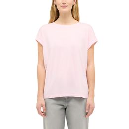 Kurzarmshirt Mustang "Damen Style Lesley", Damen, Gr. L, hellrosa, Jersey, 50% Lyocell, 50% Baumwolle, Rundhals, Shirts