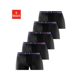 H.I.S. Boxer H.I.S "Boxershorts f&uuml;r Herren", Herren, Gr. XL (7), 5 Stk., schwarz, Jersey, Obermaterial: 95% Baumwolle, 5% Elasthan, unifarben, Unterhosen, mit Streifen und Markenlogo im Bund
