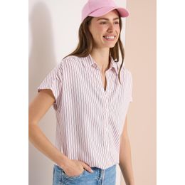Kurzarmbluse Cecil, Damen, Gr. L (42), light blush rose, Stoff, 100% Viskose, gestreift, klassisch normal, V-Ausschnitt, abgesteppt, Blusen, aus softer Viskose