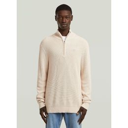 G-Star Raw Longpullover G-STAR "Pullover Half Zip Knit", Herren, Gr. L, wei&szlig;bait, Obermaterial: 100% Baumwolle, Pullover Longpullover