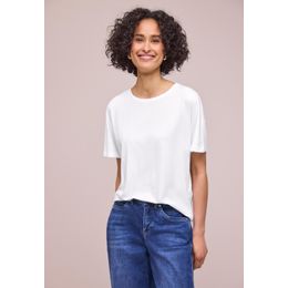 Kurzarmshirt Street One, Damen, Gr. 44, wei&szlig;, Jersey, Obermaterial: 95% Viskose, 5% Elasthan, unifarben, regular fit h&uuml;ftbedeckend, Rundhals, abgesteppte Kante, Shirts, Sommershirt in Unifarbe