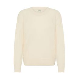 Rundhalspullover oxmo "Rundhalspullover OXSelmo", Damen, Gr. M, beige (birch), Obermaterial: 50% Polyacryl PAN. 50% Polyacryl PAN recyc.., Sweatshirts Rundhalspullover