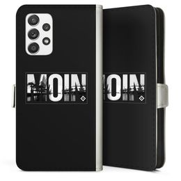 DeinDesign Galaxy A52s 5G Handy Klapph&uuml;lle Handyh&uuml;lle aus Kunst Leder wei&szlig; Flip Case Hamburger Sv Hsv Official Licensed Product Sideflip mit Lasche