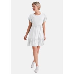 Spitzenkleid STOOKER WOMEN "KIRA Kleid", Damen, Gr. 44/46, Normalgr&ouml;&szlig;en, wei&szlig;, Twill, 95% Polyester, 5% Elasthan, slim fit Midi, Kleider, Kurzarmkleid Spitze elastisch tailliert f&uuml;r Damen