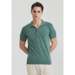 Poloshirt FELIX HARDY "Strick-Polo Shirt Kurzarm", Herren, Gr. L, gr&uuml;n, 100% Baumwolle, Shirts