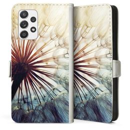 DeinDesign Galaxy A52s 5G Handy Klapph&uuml;lle Handyh&uuml;lle aus Kunst Leder wei&szlig; Flip Case Photography Dandelion Flowers Sideflip mit Lasche