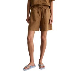Marc O'Polo Shorts MARC O'POLO DENIM "aus Leinen-Baumwolle-Mix", Damen, Gr. L, Normalgr&ouml;&szlig;en, umbra braun, Obermaterial: 56% Leinen, 44% Baumwolle, unifarben, regular fit kurz, Hosen Shorts