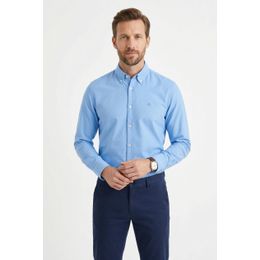 Businesshemd BOSS "ROAN", Herren, Gr. M, N-Gr, blau (light, pastel blau450), Web, Obermaterial: 100% Baumwolle, gestreift, slim fit h&uuml;ftbedeckend, 1-Knopf-Manschette mit Schlitz, Hemden, Langarm, Button-Down-Kragen, slim fit